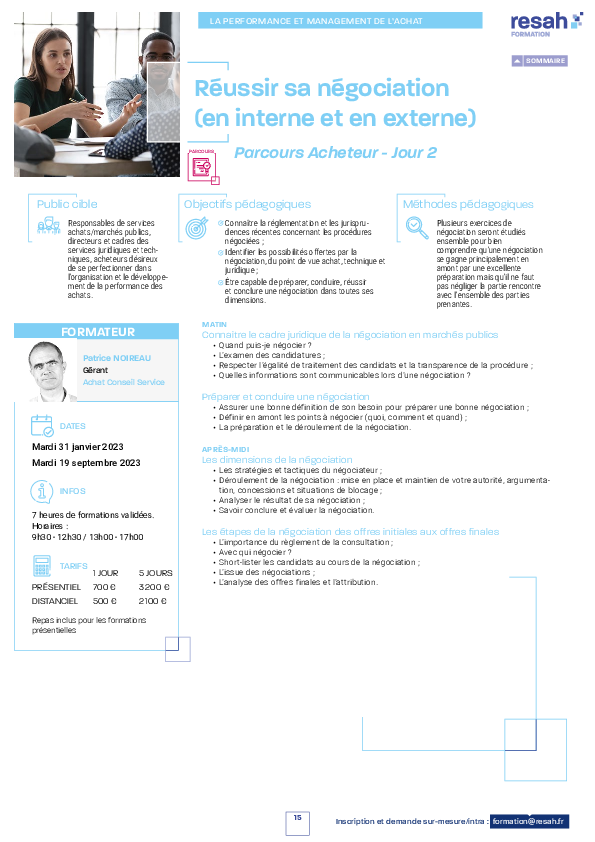Réussir sa négociation - Resah